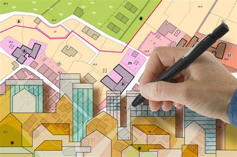 Building Permit Concept With Imaginary Cadastral Map And General Urban