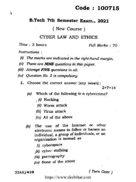 Btech 7 Cyber Law And Ethics 100715 2021 Pdf Pdf