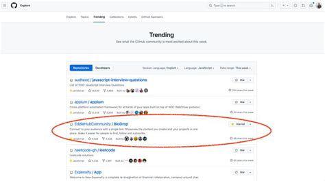 eddie jaoude on linkedin great to see biodrop io trending on github