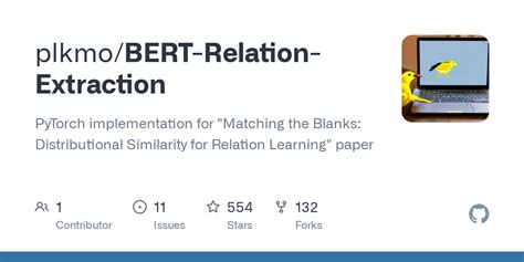 GitHub Plkmo BERT Relation Extraction PyTorch Implementation For