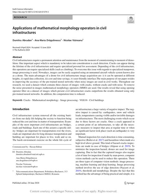 Pdf Applications Of Mathematical Morphology Operators In Civil Infrastructures