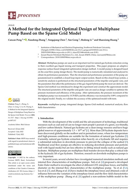 Pdf A Method For The Integrated Optimal Design Of Multiphase Pump Based On The Sparse Grid Model