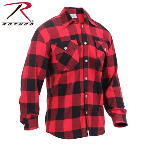Mens Redblack Lightweight Flannel Shirt Rothco Lightweight Cotton