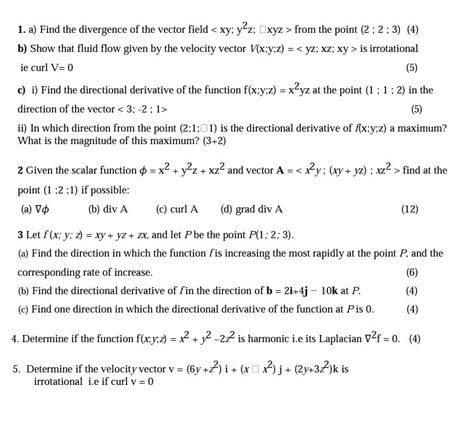solved 1 a find the divergence of the vector field