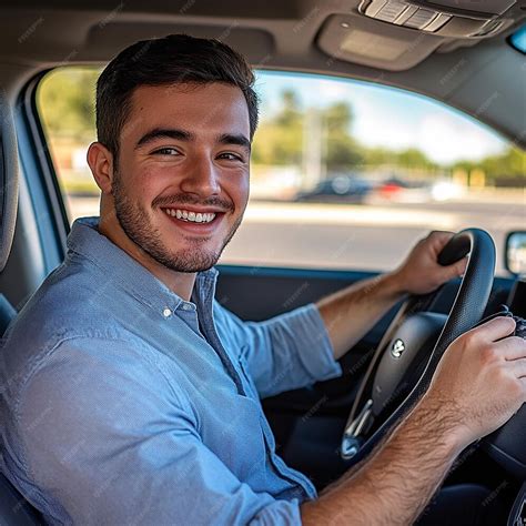 Attractive Male Driver Using The Gps Navigation Map On The Car Premium Ai Generated Image