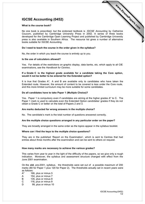 Accounting Paper Igcse At William Justice Blog