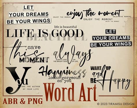 Inspirational Art Journaling Word Art Digital Png Clipart Etsy
