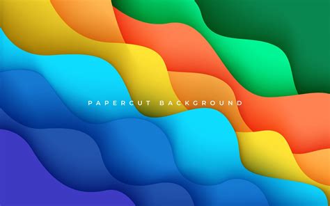 Multi Colored Abstract Blue Yellow Orange And Green Colorful Wavy Papercut Overlap Layers