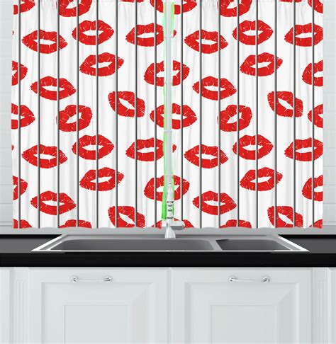 Glamour Curtains 2 Panels Set Sexy Woman Lips Behind The Bars Female