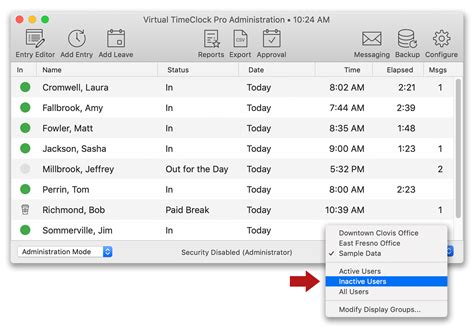 Viewing Timecards For Inactive Users In Virtual TimeClock