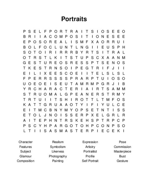 Portraits Word Search