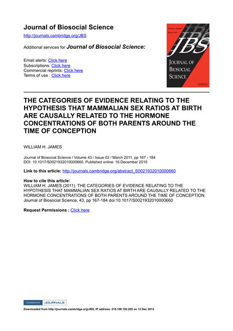 Pdf The Categories Of Evidence Relating To The Hypothesis That