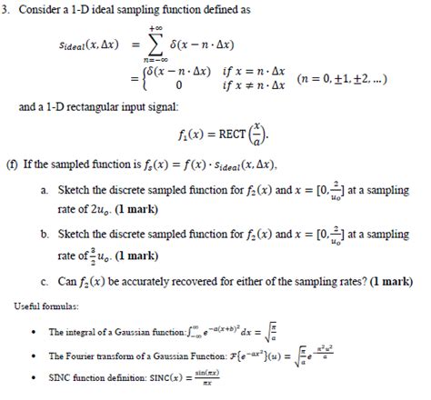 Solved 3 Consider A 1 D Ideal Sampling Function Defined As