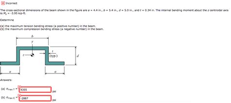 Solved Incorrect The Cross Sectional Dimensions Of The Beam
