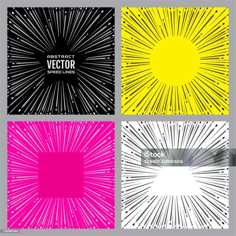 다채로운 속도 라인 배경입니다 만화 및 만화에 대 한 효과 모션 라인 효과 폭발이 있는 프레임 중심 으로부터의 방사형 광선 디자인에 대 한 템플릿입니다 벡터 가리기에 대한