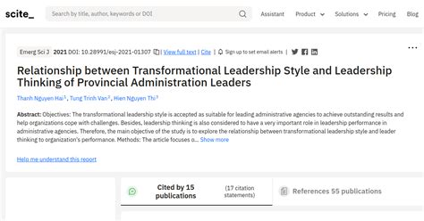 Relationship Between Transformational Leadership Style And Leadership Thinking Of Provincial