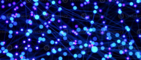 Abstract Futuristic Connecting Dots And Lines On Dark Blue Background Digital Technology