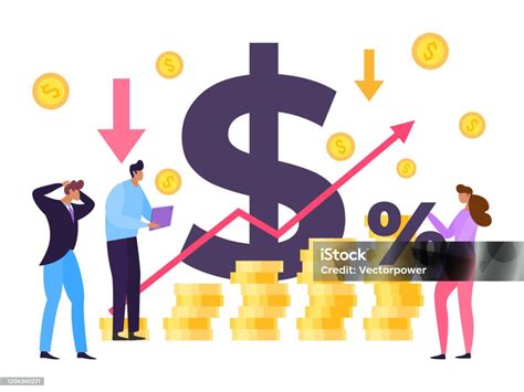 인플레이션 가격 인상 개념 벡터 일러스트 제품 및 서비스에 대한 지출 성장을 지켜보는 남성과 여성 개념에 대한 스톡 벡터 아트