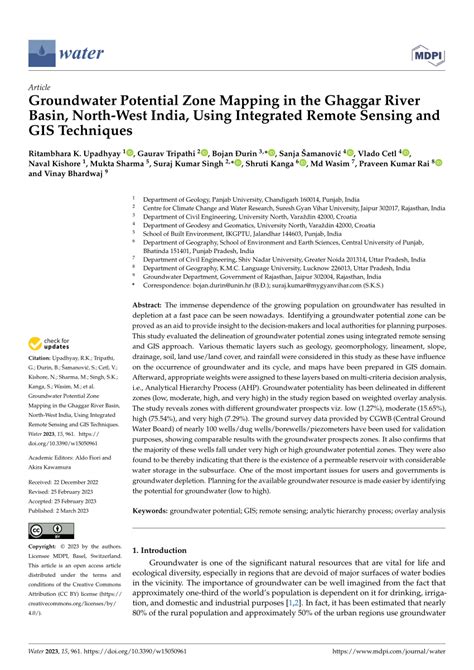 Pdf Groundwater Potential Zone Mapping In The Ghaggar River Basin