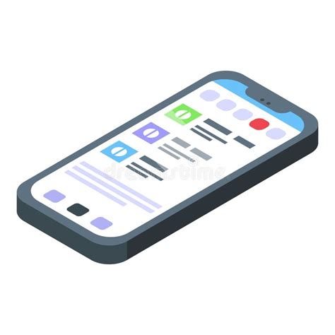 Isometric Illustration Highlighting A Modern Smartphone With A Colorful User Interface Stock