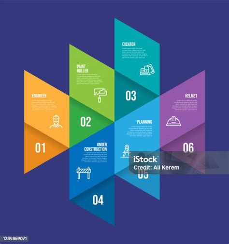 인포그래픽 디자인 템플릿입니다 엔지니어 페인트 롤러 굴삭기 헬멧 계획 건설 중인 아이콘 6 가지 옵션 또는 단계 0명에 대한 스톡 벡터 아트 및 기타 이미지 Istock