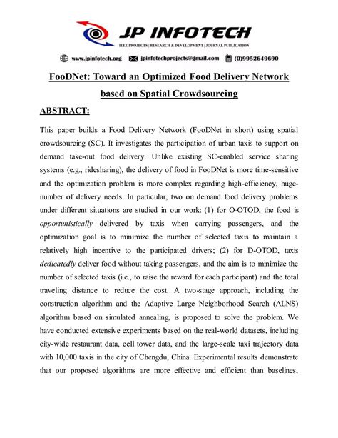 Foodnet Toward An Optimized Food Delivery Network Based On Spatial Crowdsourcing Docx
