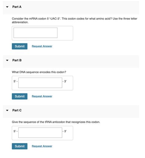 Solved Part A Consider The Mrna Codon 5 Uac 3 This Codon