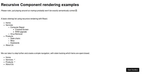 React Recursive Component Rendering Codesandbox