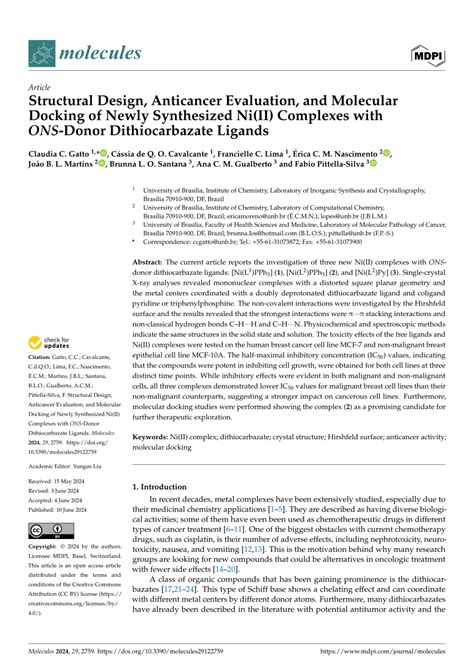 Pdf Structural Design Anticancer Evaluation And Molecular Docking Of Newly Synthesized Niii