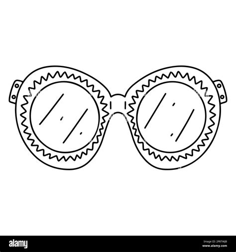Sun Glasses In Hand Draw Doodle Style Isolated On A White Background