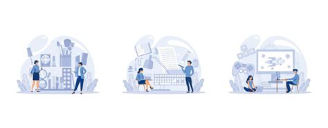 Premium Vector It Profession Set Programmer Write Software And