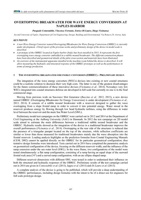 Pdf Overtopping Breakwater For Wave Energy Conversion At Naples Harbor