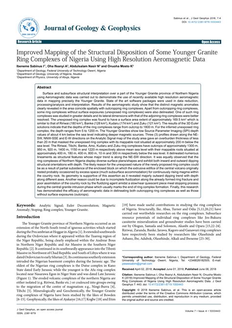 Pdf Improved Mapping Of The Structural Disposition Of Some Younger Granite Ring Complexes Of