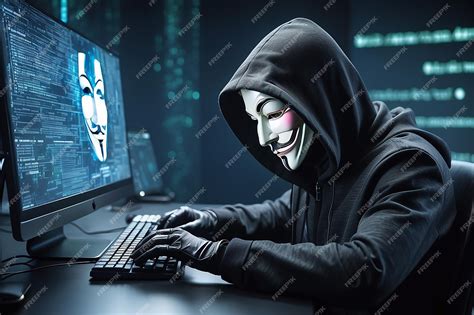 Premium Photo Futuristic Cyber Hacker Operating Under The Guise Of