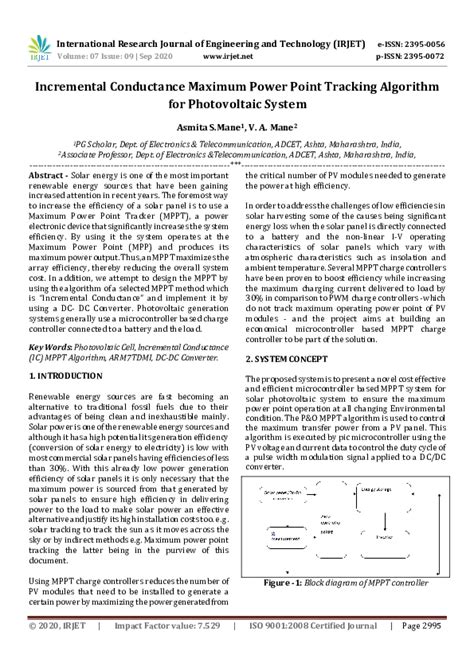 pdf irjet incremental conductance maximum power point tracking