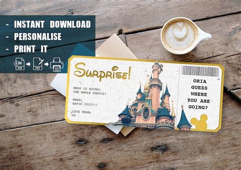 Printable Disney Pretend Pass Personalised Surprise Trip Etsy