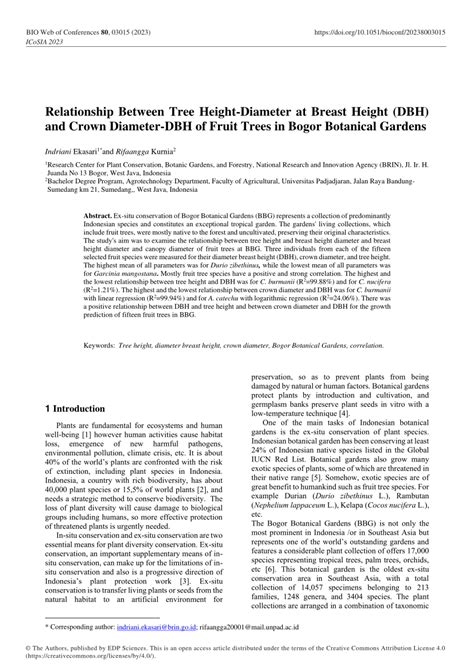 Pdf Relationship Between Tree Height Diameter At Breast Height Dbh