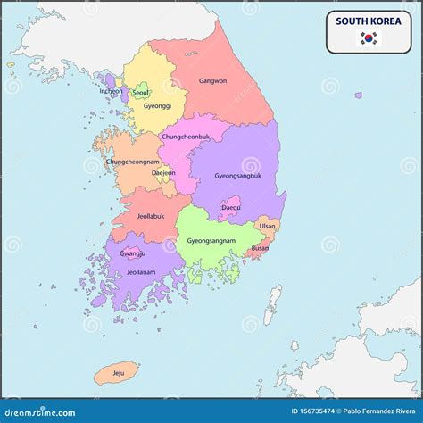 Mapa PolÃ­tico De Corea Del Sur Ilustración Del Vector Ilustración De