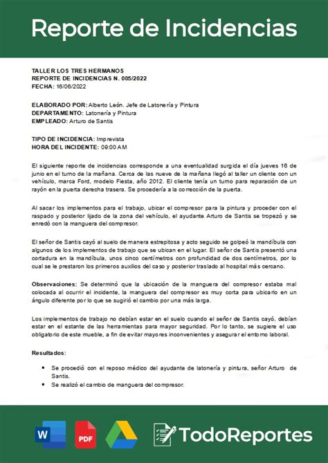 Reporte De Incidencias Formato C Mo Hacerlo Y Ejemplos Todoreportes Hot Sex Picture