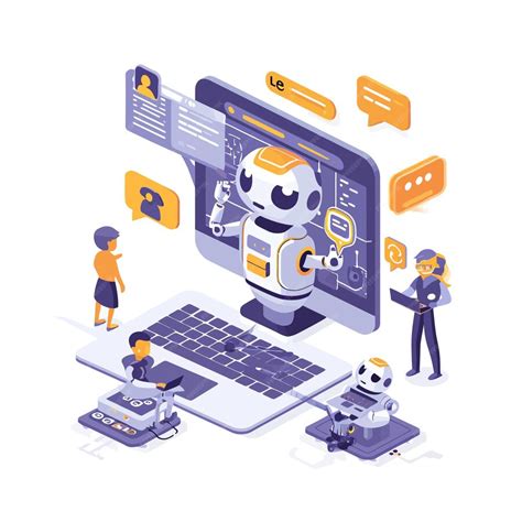 Tinypeoplechattingwithchatbotoncomputer Premium Ai Generated Vector