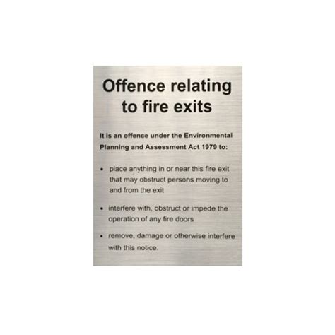 Act Fire Exit Sign Black Silver X Mm