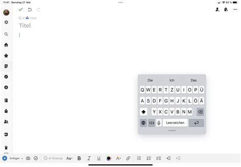 Indent Buttons Covered Up Due To New AI Cleanup Button In Bottom Bar IPad Evernote For IOS