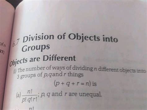 6 division of objects into groups objects are different i the number