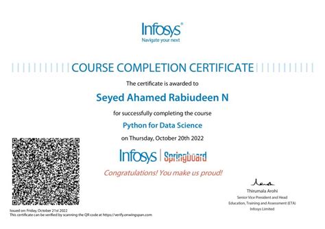 Hey I Am Glad To Share A Completion Certification Of Python For Data