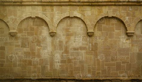 Repeating Columns On A Block Wall In A Medieval Church 33853523 Stock