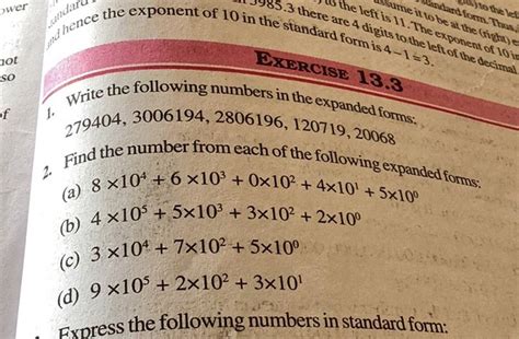 1 Write The Following Numbers In The Expanded Forms 279404 3006194 2806