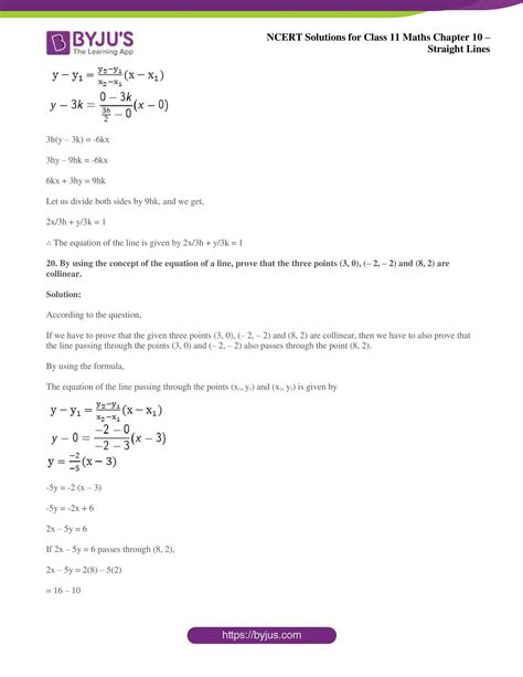 NCERT Solutions For Class Maths Exercise Chapter Straight Lines