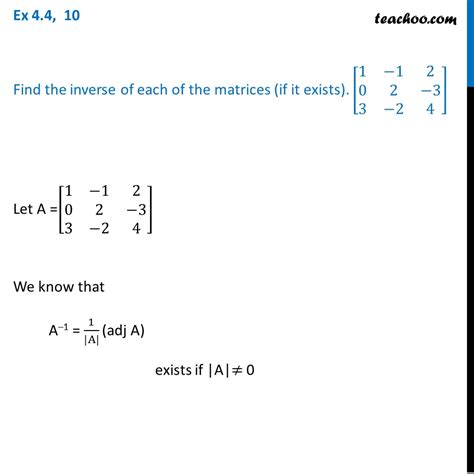 Ex Find Inverse CBSE Ex