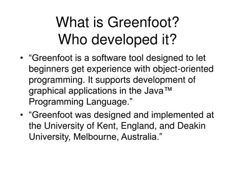 Ppt Greenfoot Powerpoint Presentation Free Download Id284825