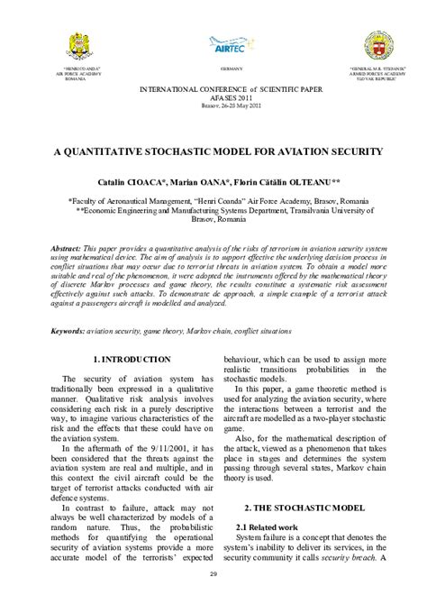 Pdf A Quantitative Stochastic Model For Aviation Security
